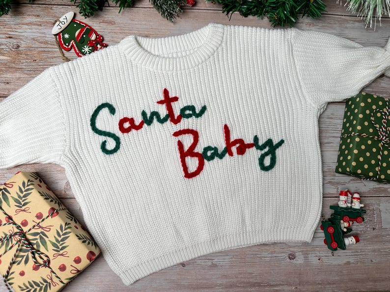 Christmas Santa Baby Sweater,newborn First Christmas Gift, Personalized ...