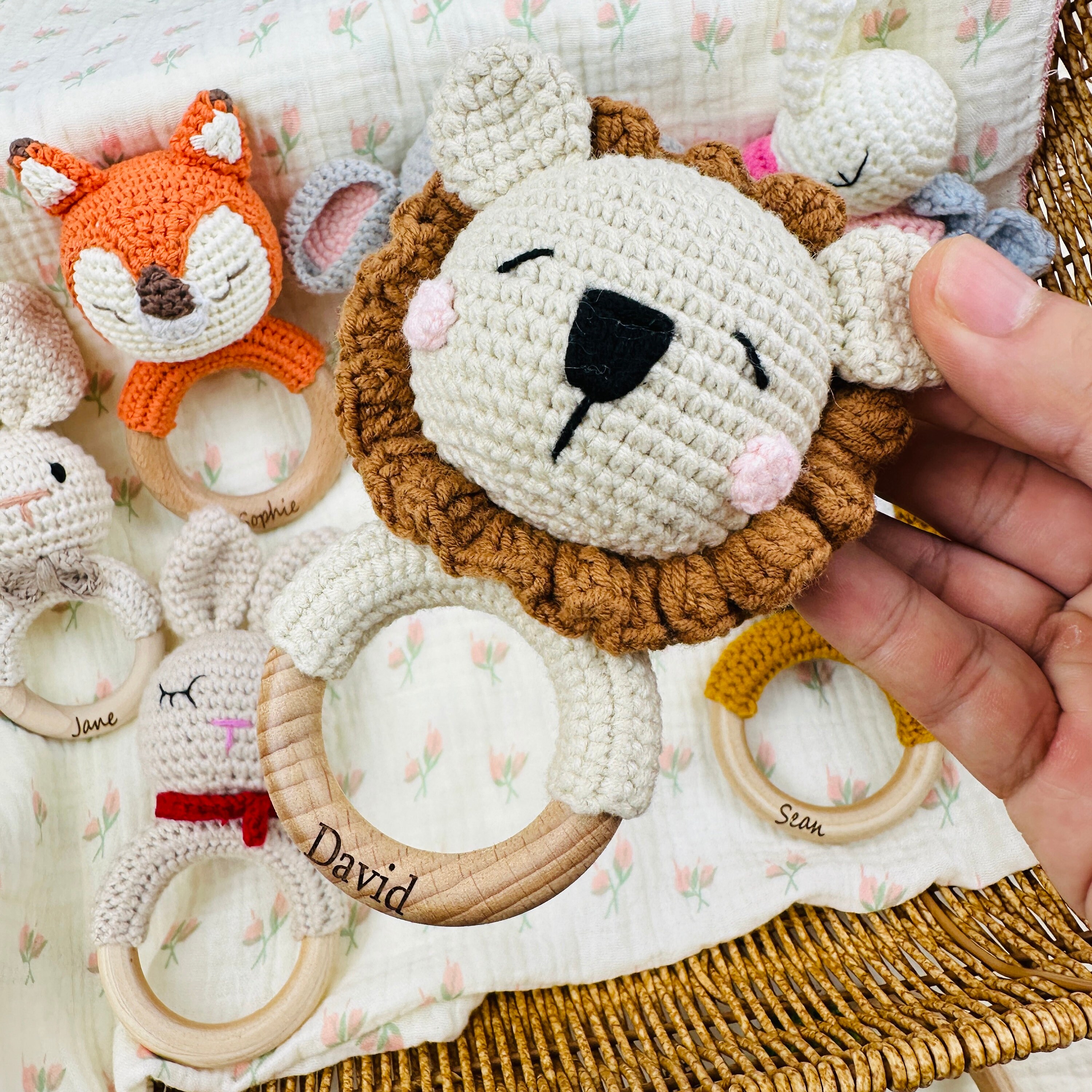 Personalized Baby Rattle,custom Monogram Crochet, Baby Grasping Toy ...