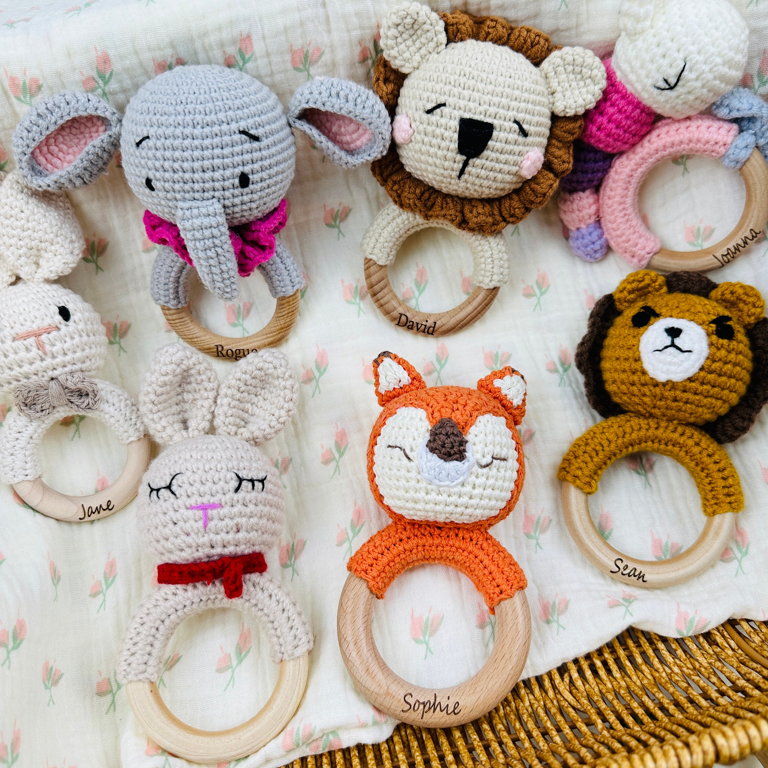 Personalized Baby Rattle,custom Monogram Crochet, Baby Grasping Toy ...