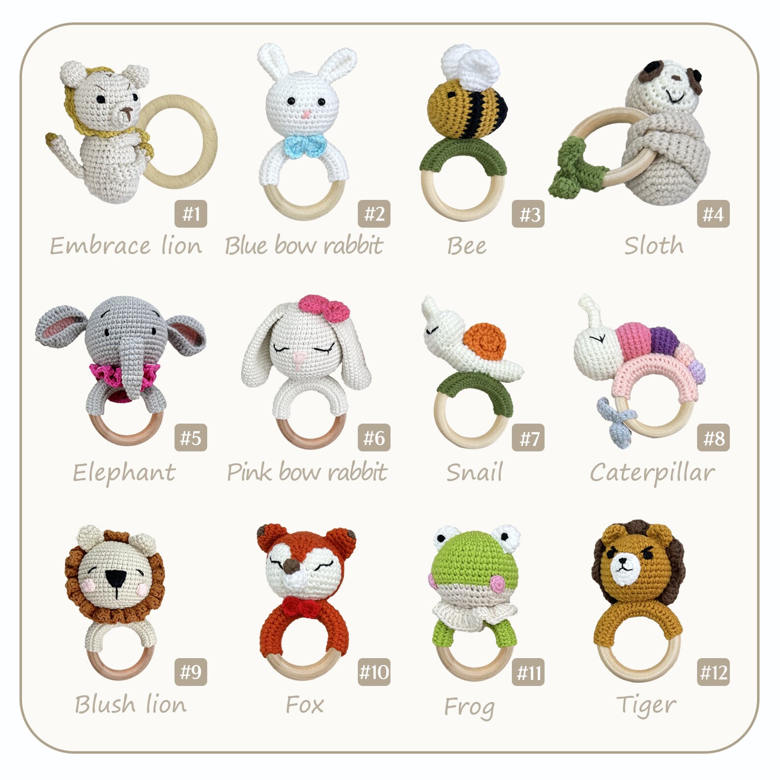 Personalized Baby Rattle,custom Monogram Crochet, Baby Grasping Toy ...