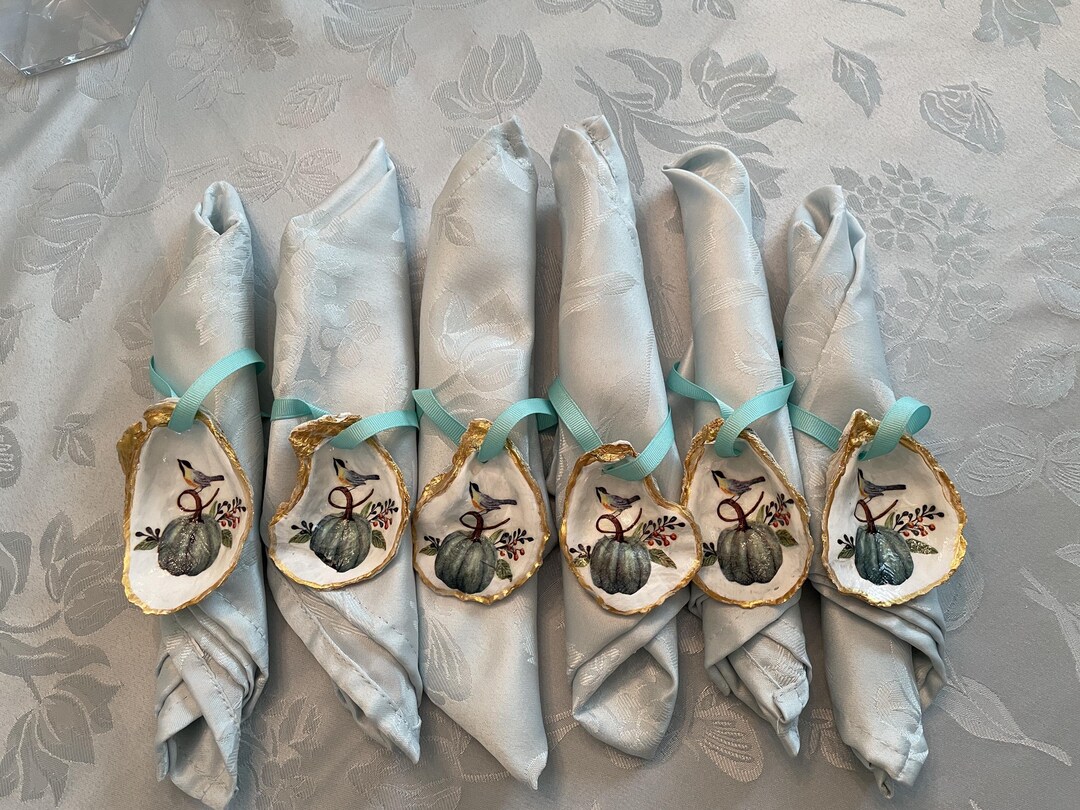 Elegant Pumpkin Handmade Oyster Shell Napkin Rings - Etsy
