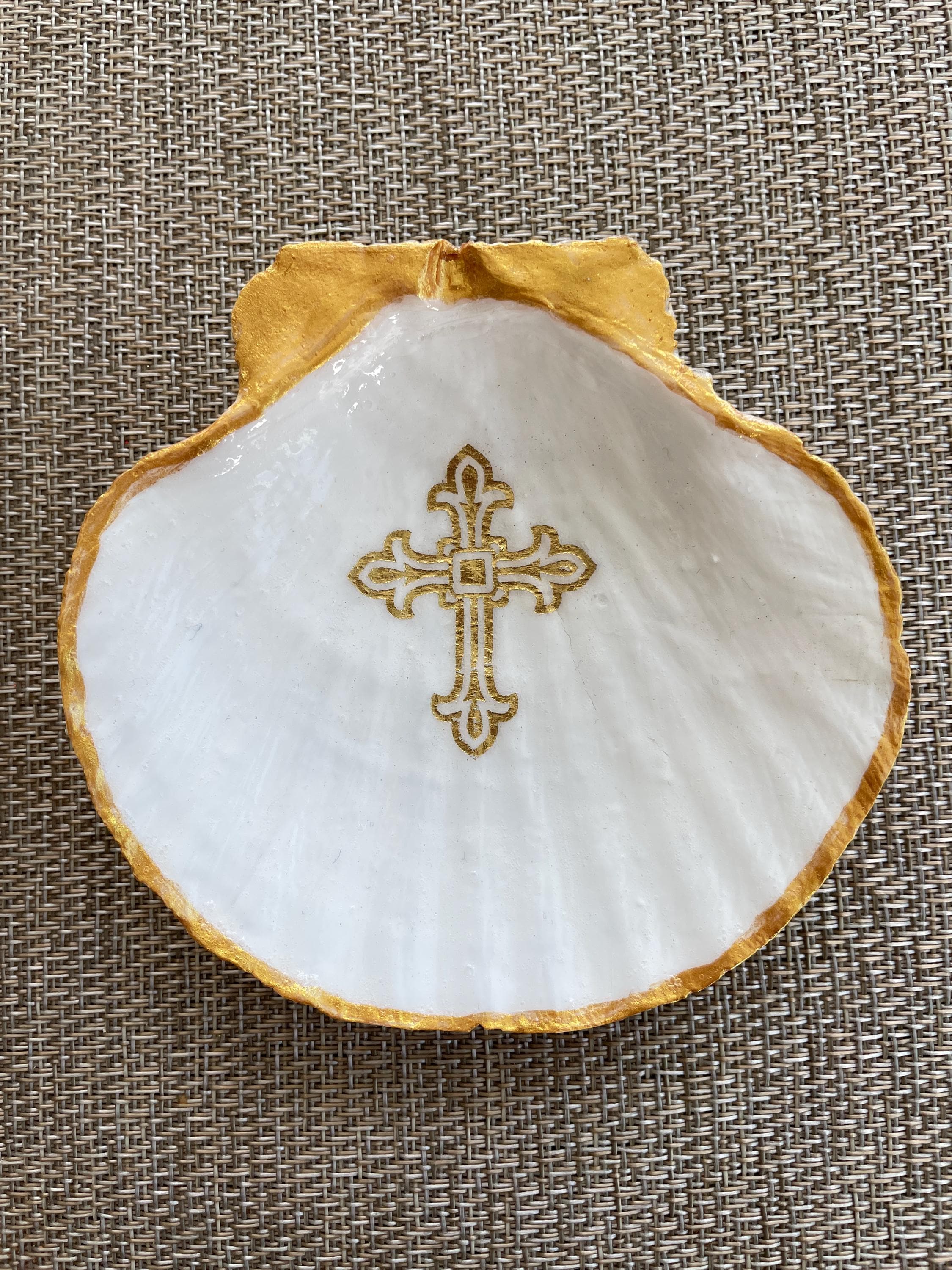 Religious Scallop Shell Trinket Dish With 24 K Hand-painted Border - Etsy