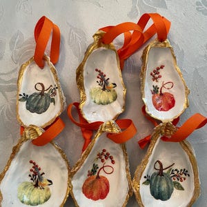 Festive Vintage Pumpkin Shell Napkin Rings W/handpainted 24K Gold ...