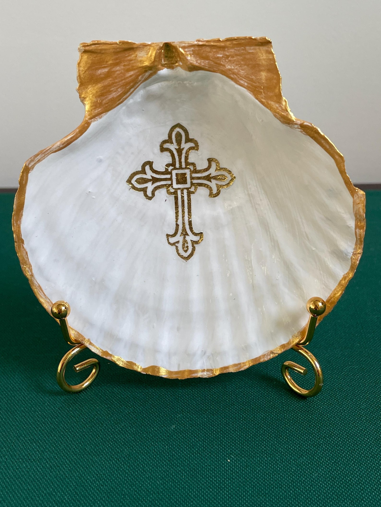 Religious Scallop Shell Trinket Dish With 24 K Hand-painted Border - Etsy
