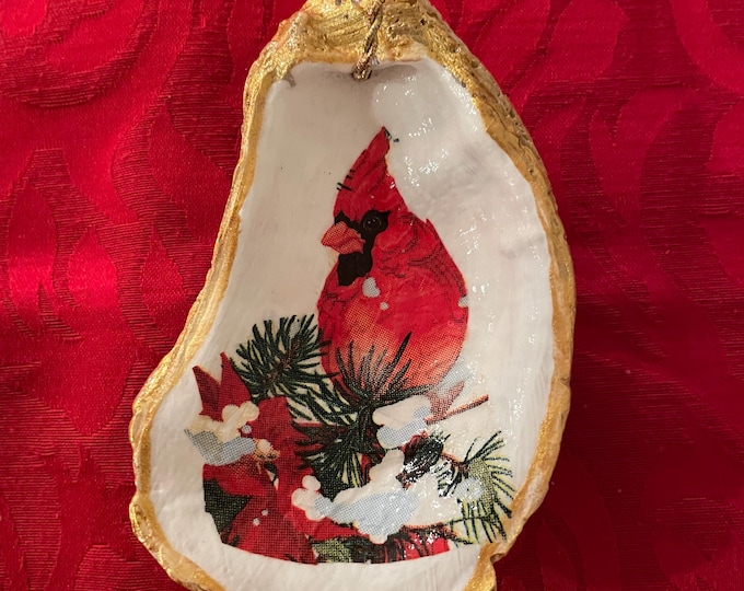 Cardinal & Red Berries Christmas Memorial Ornament. Cardinal Shell ...