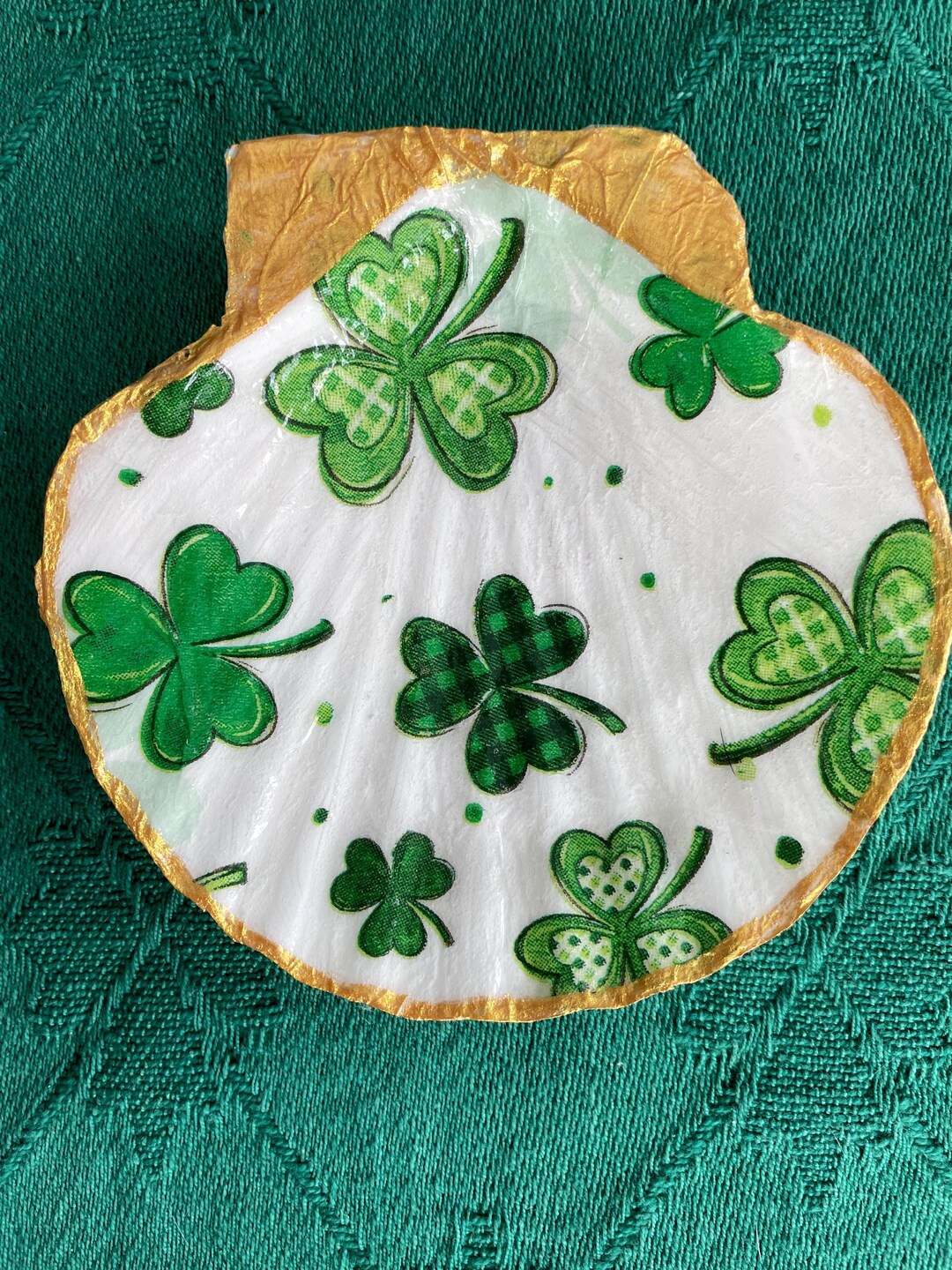 Irish Shamrock Shell Dish W/24 K Gold Handpainted Border - Etsy
