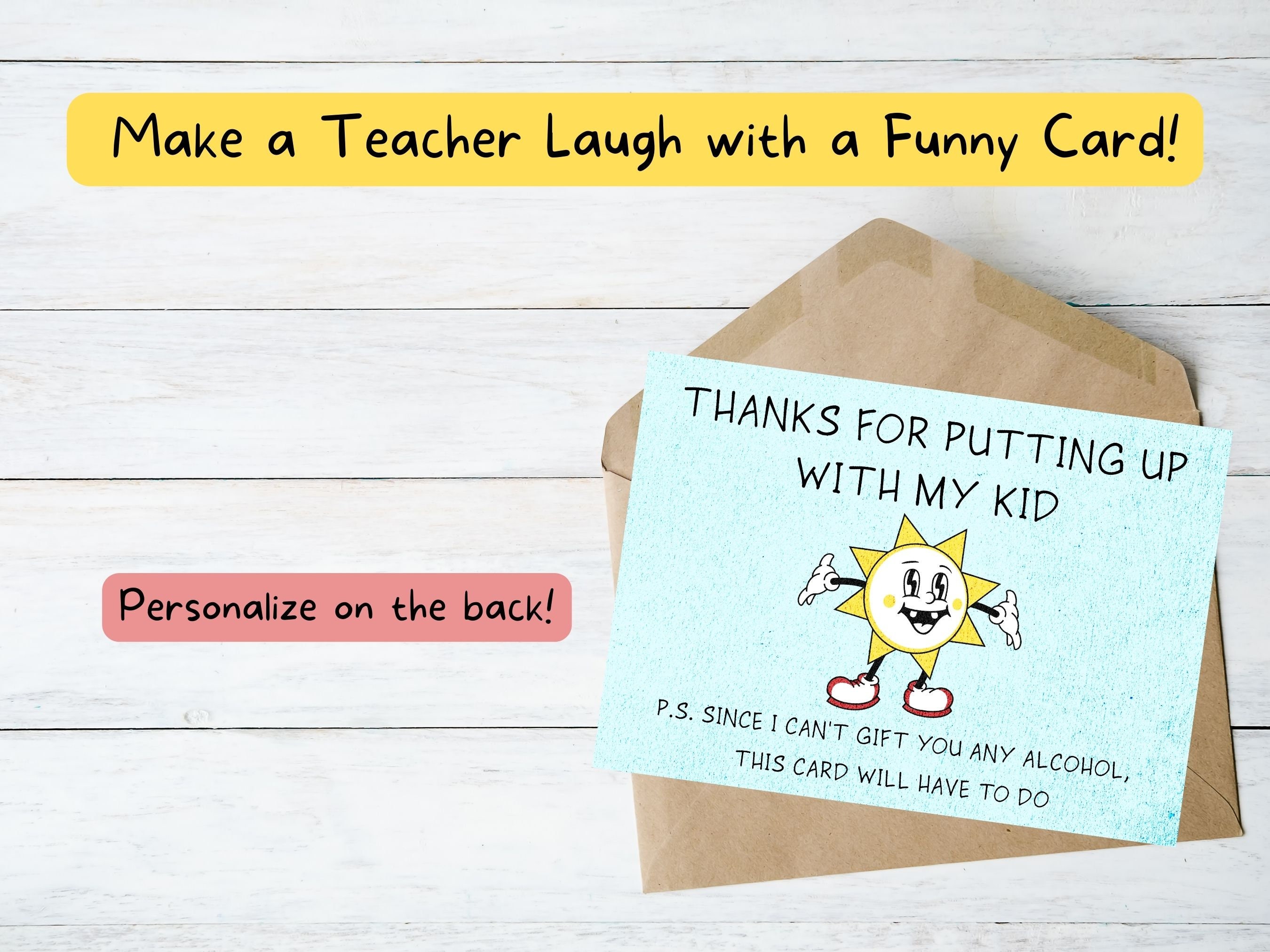 Funny Teacher Appreciation Card, Printable Teacher Thank You Card ...