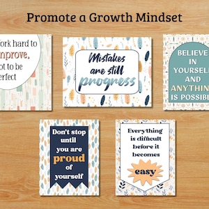 High School Boho Growth Mindset Poster Positive Classroom Motivational ...