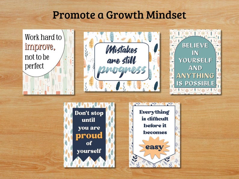 High School Boho Growth Mindset Poster Positive Classroom Motivational ...