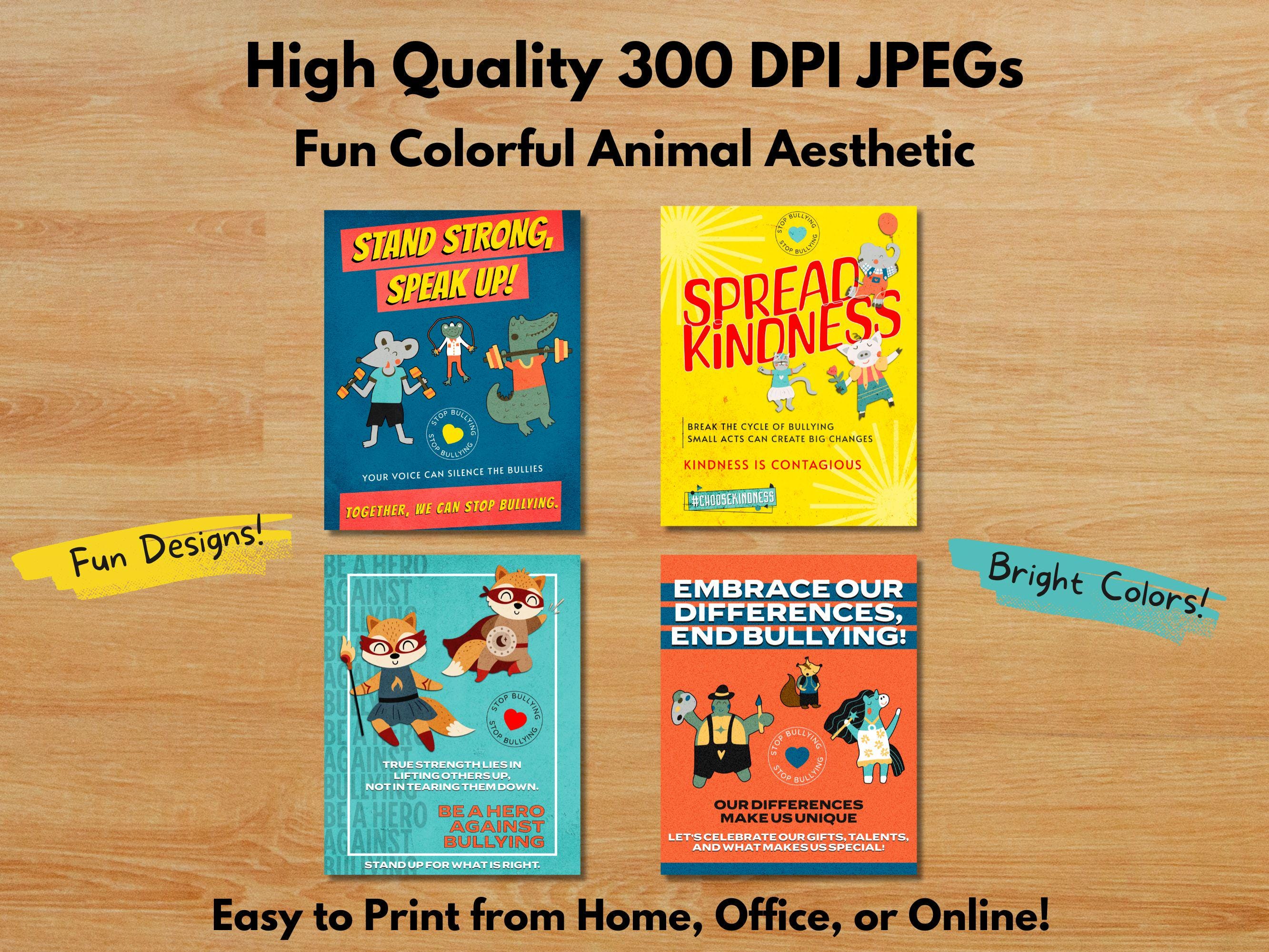 Anti Bully Classroom Posters Printable Bullying Prevention Counselor ...