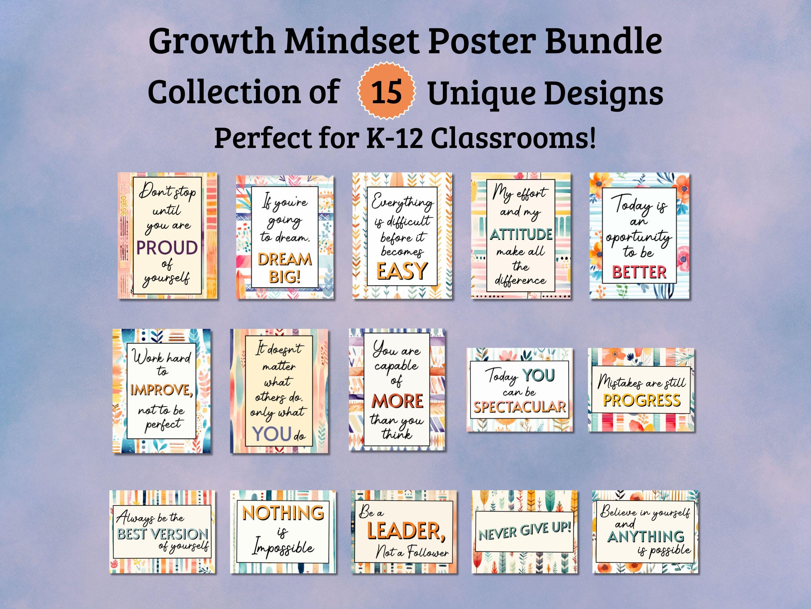 High School Boho Growth Mindset Poster Middle School Classroom ...