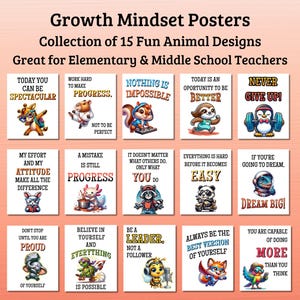 Middle School Growth Mindset Poster Elementary Motivational Class Decor ...