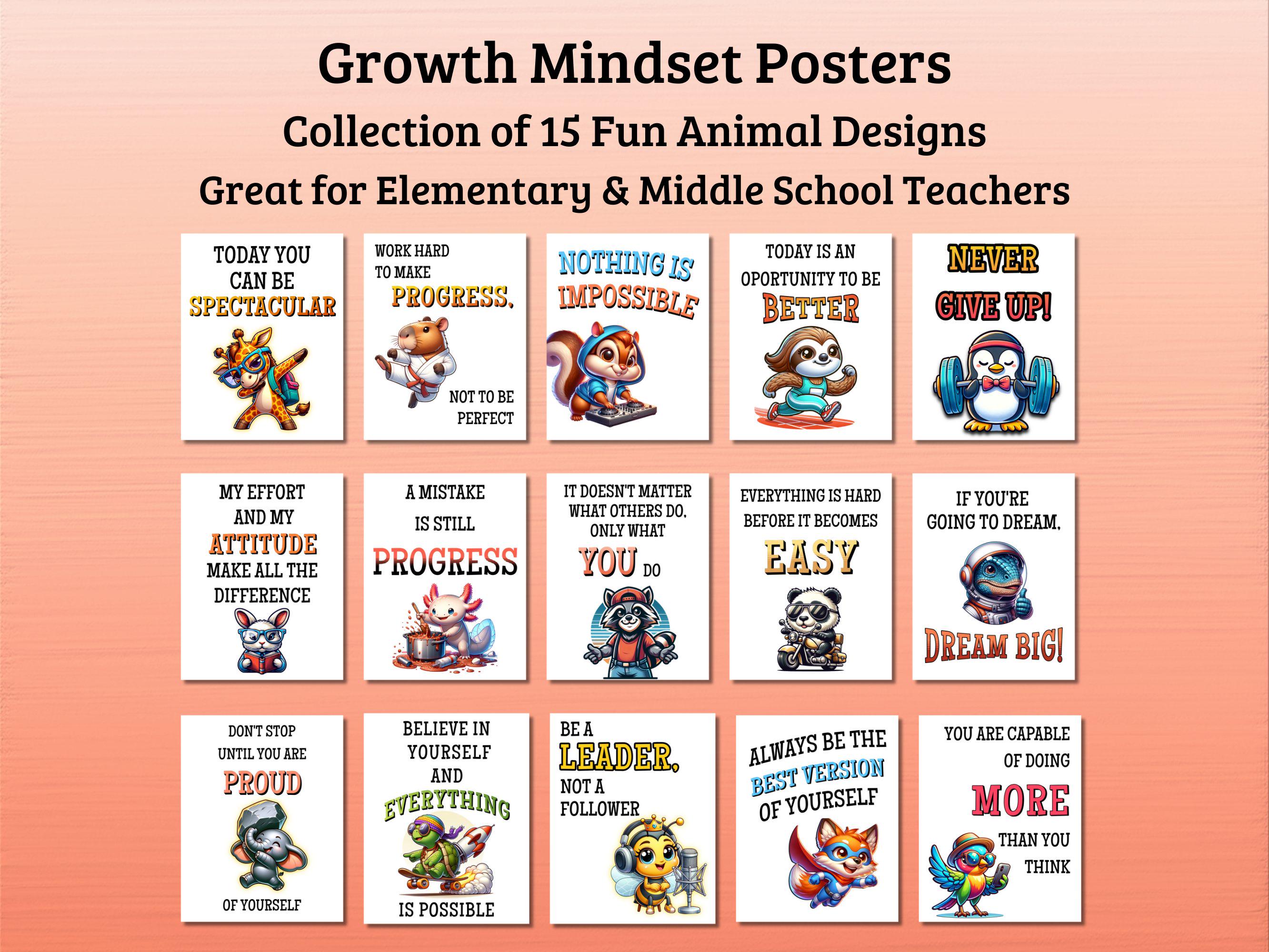 Middle School Growth Mindset Poster Elementary Motivational Class Decor ...