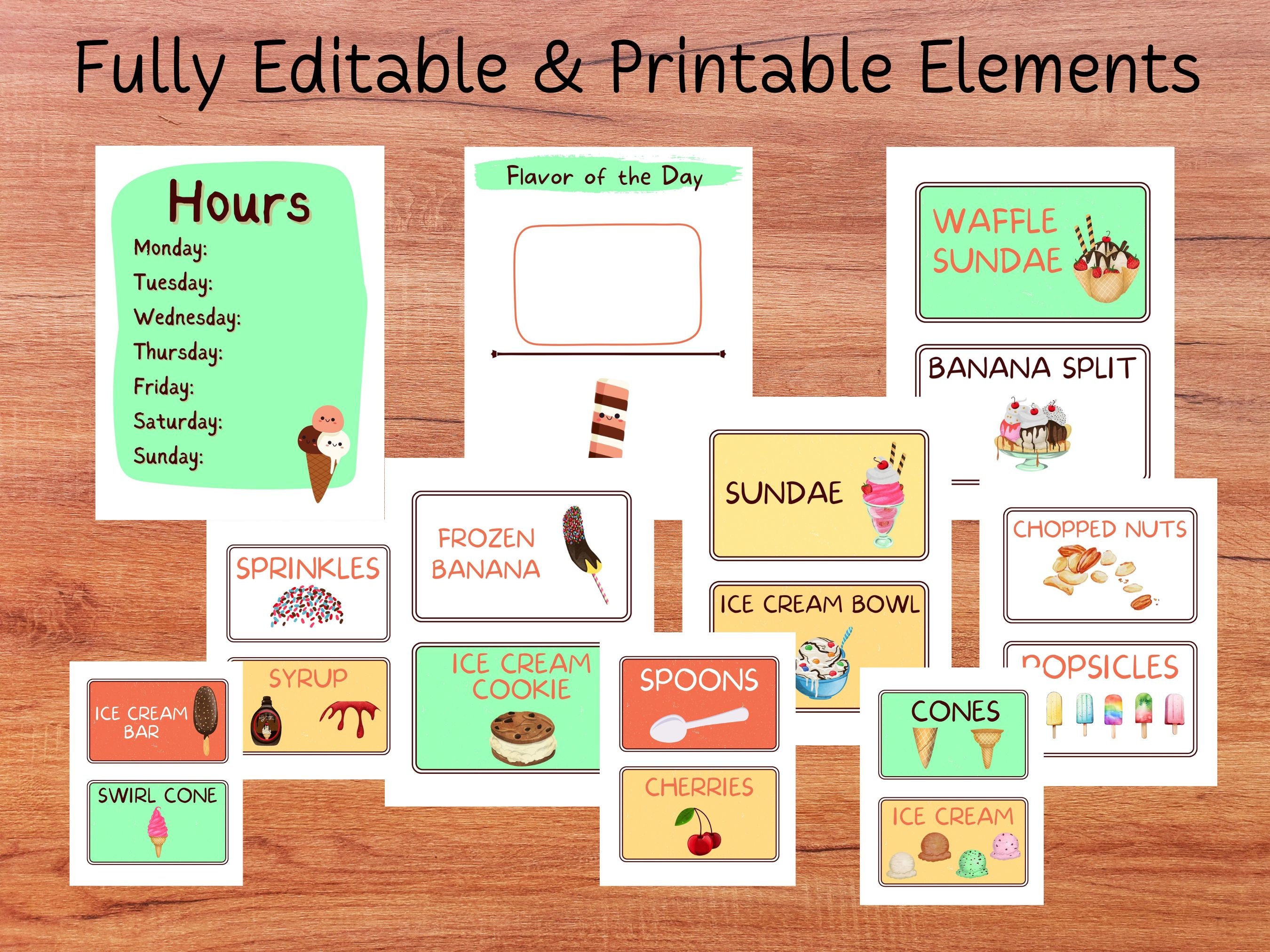 Dramatic Play Ice Cream Shop Printable, Pretend Play Printables ...