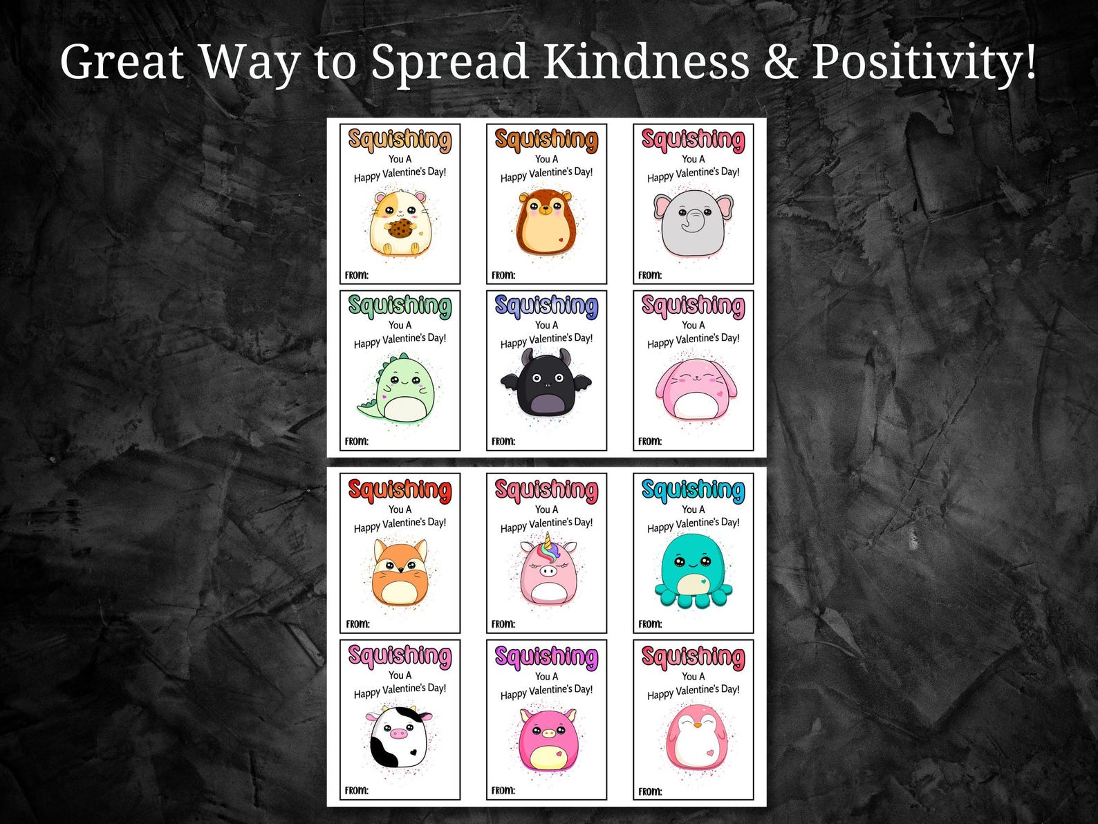 Squish Valentine's Day Cards Printable Elementary Classroom Cute ...