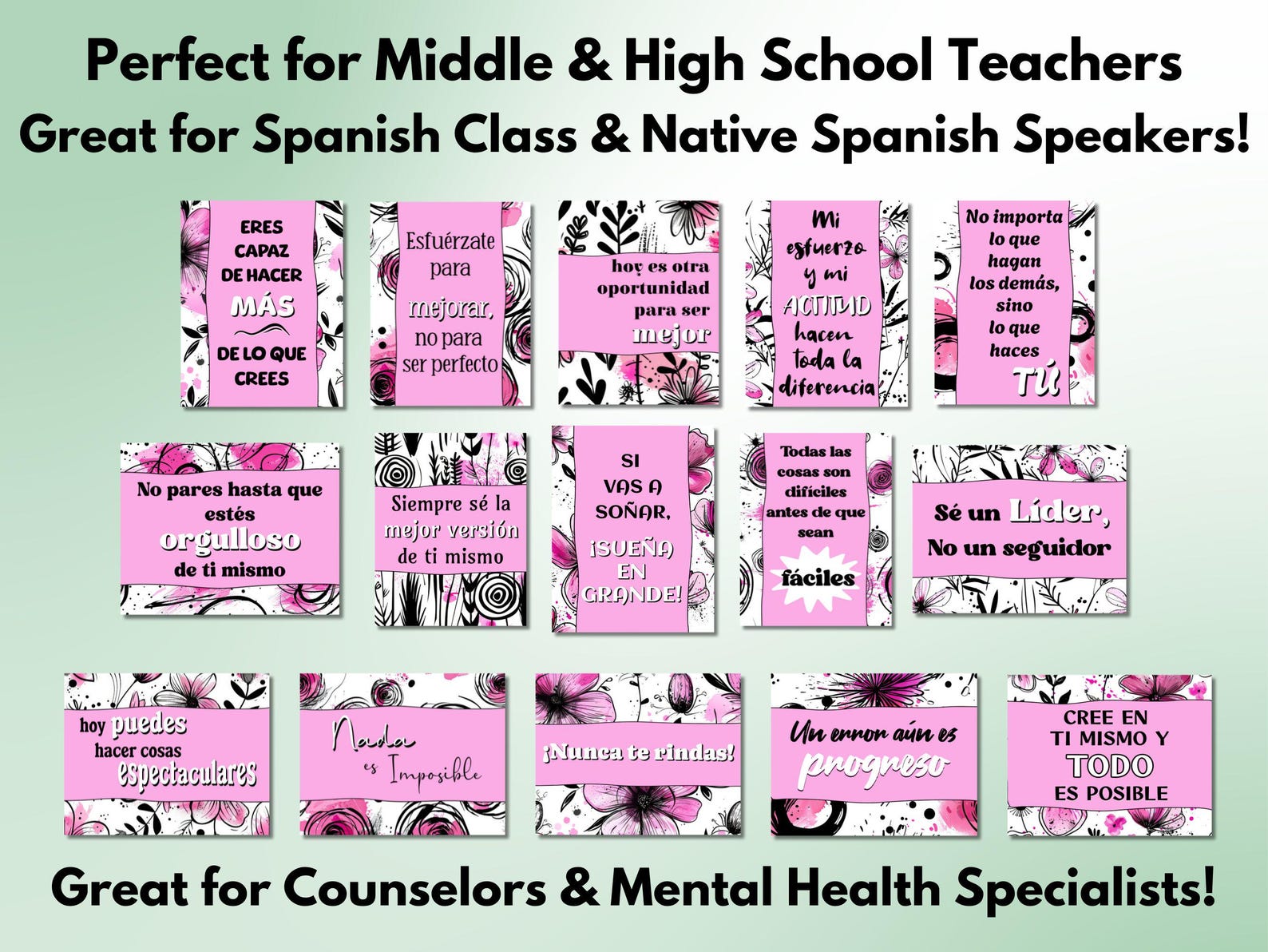 Boho Spanish Growth Mindset Poster Set: Motivational Decor for ...