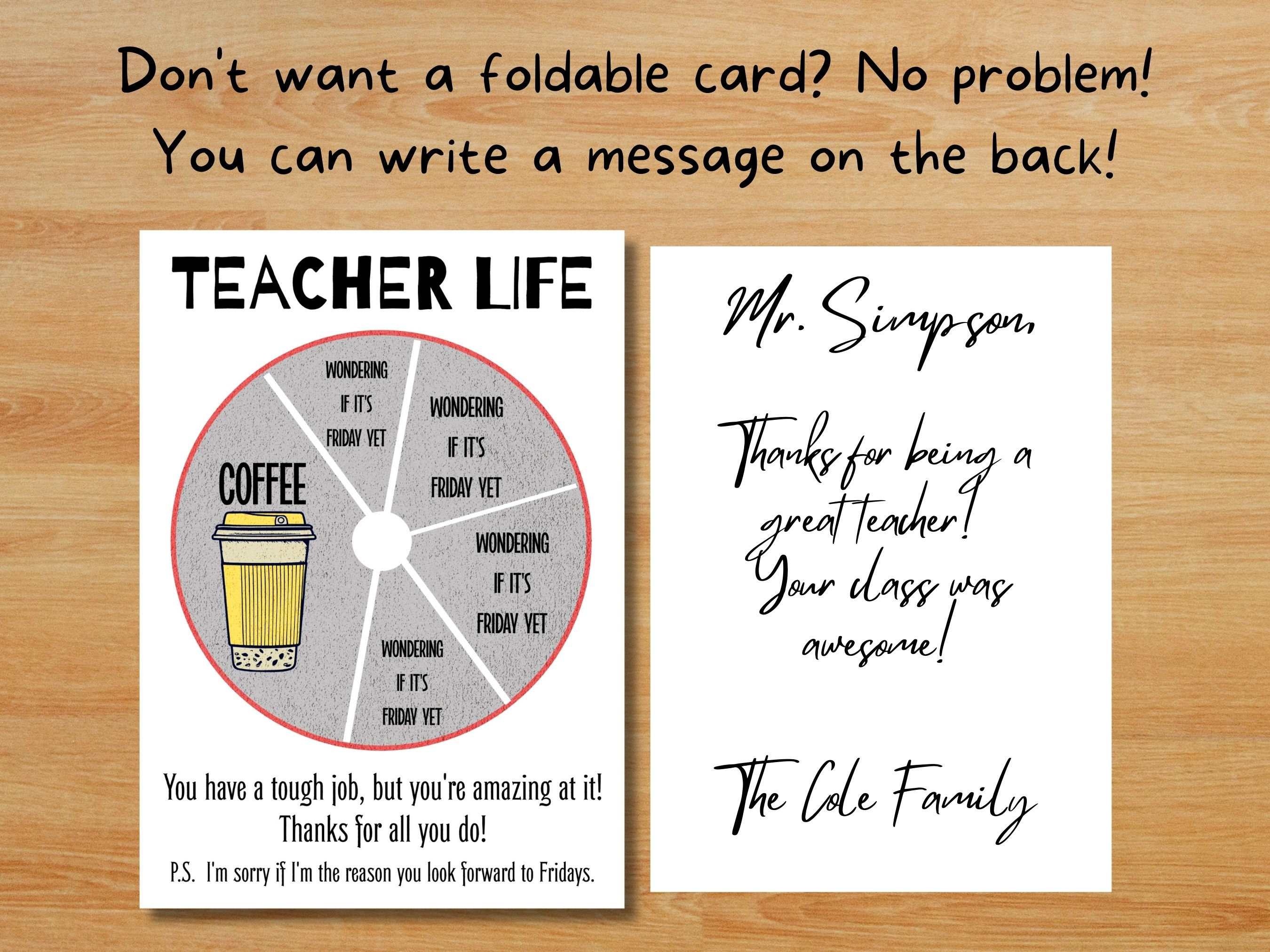 Funny Teacher Appreciation Card Printable Teacher Thank You Sarcastic ...