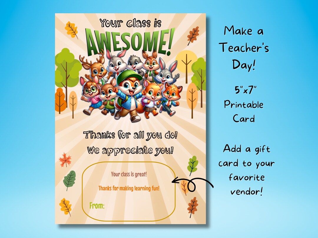 Funny Teacher Appreciation Card Printable Teacher Thank You Card ...