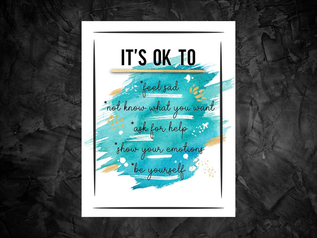It's Ok to Not Be Ok Poster, Motivational Classroom Poster, Positive ...