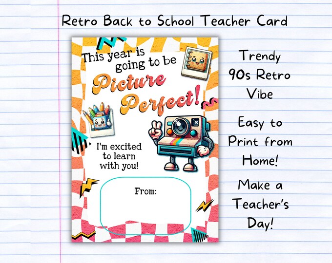 Back to School Card, First Day of School, Card for Teacher, Retro ...
