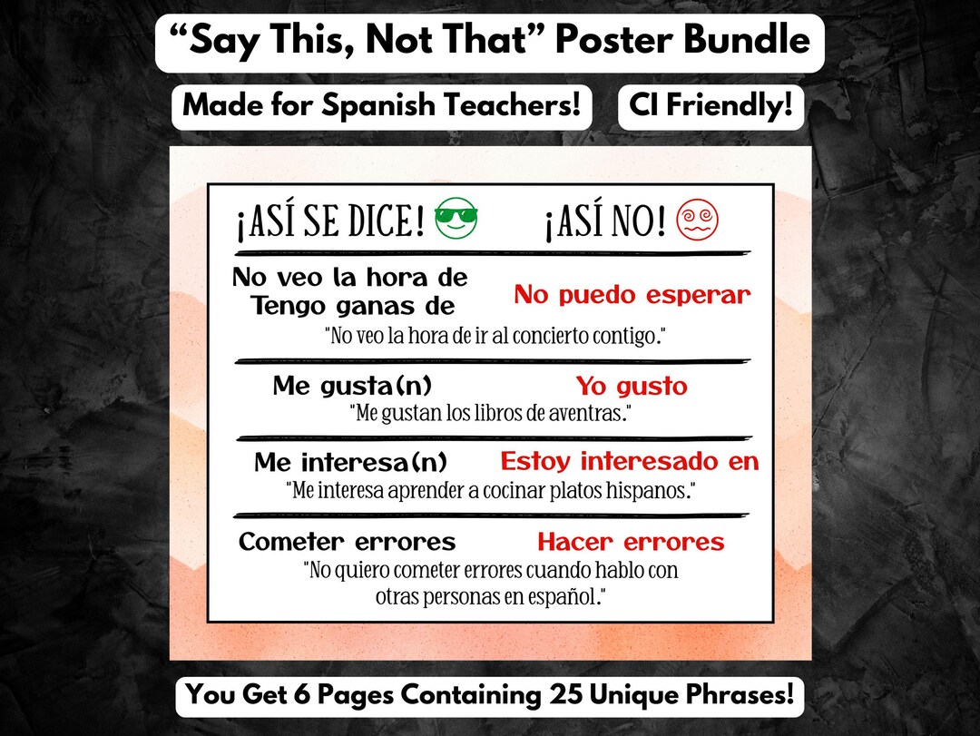 Spanish Class Posters Printable CI Spanish Grammar Decoration Spanish ...
