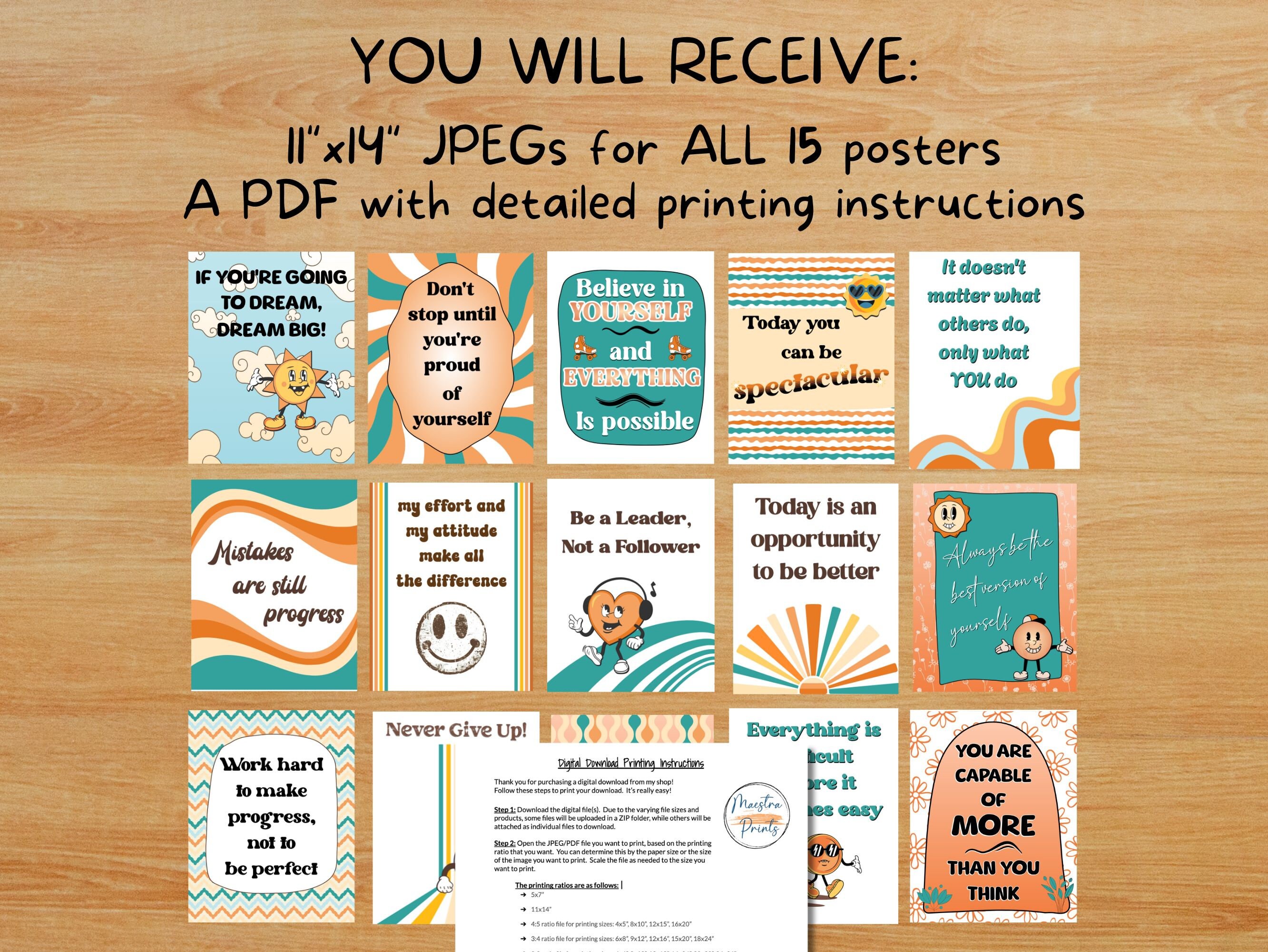 Retro Growth Mindset Poster Groovy Motivational Classroom Decor Retro ...