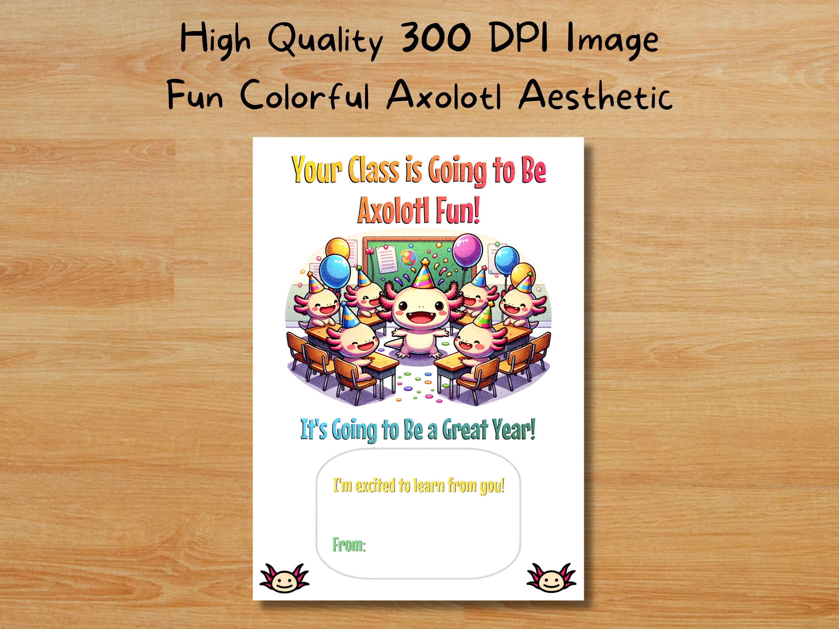 Axolotl Back to School Teacher Card Printable Funny Teacher ...