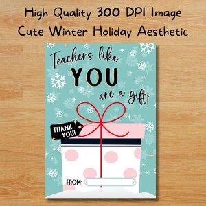 Teacher Christmas Gift Card Holder Printable, PTA PTO Teacher ...