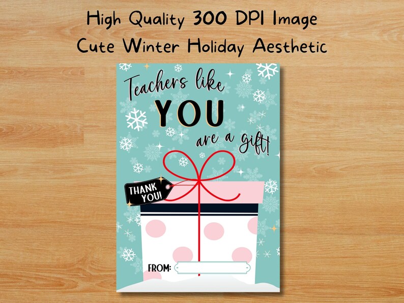 Teacher Christmas Gift Card Holder Printable, PTA PTO Teacher ...
