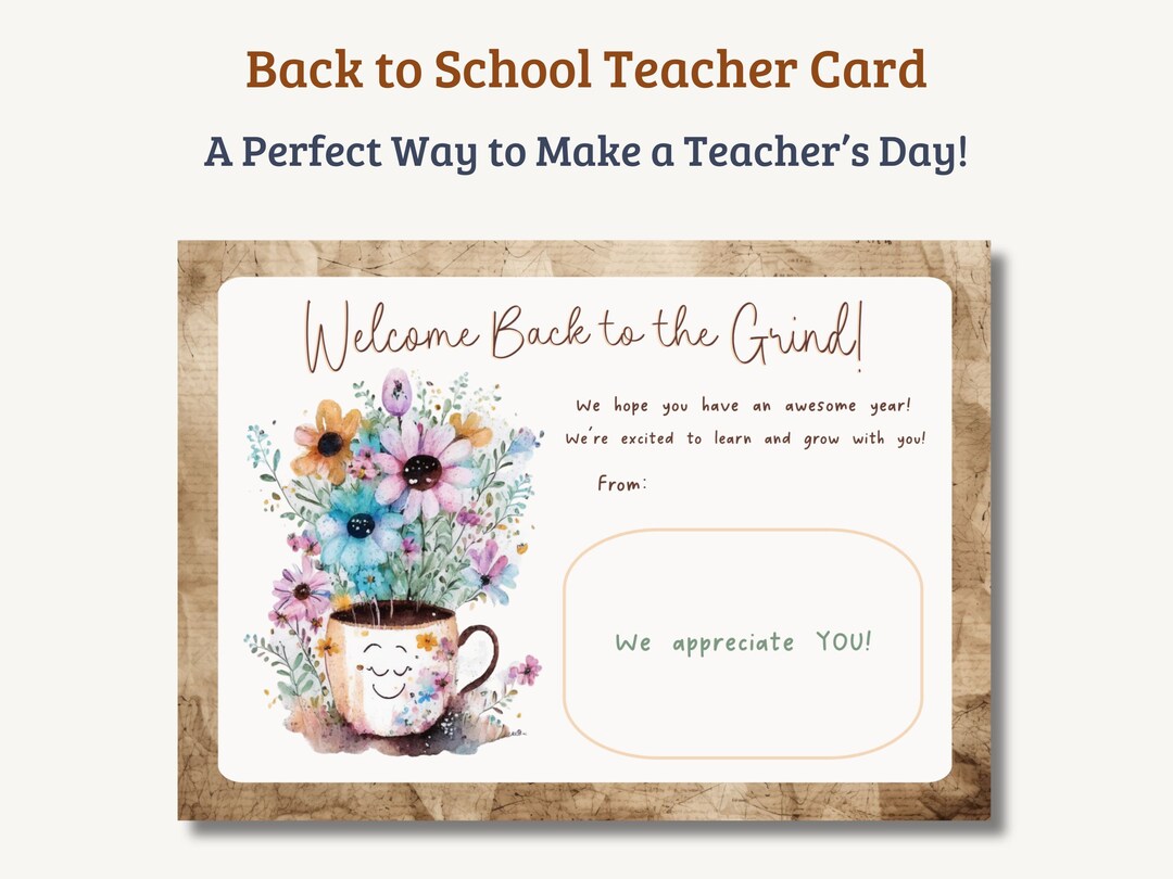 1st Day of School Teacher Coffee Gift Card Holder Printable Funny Back ...