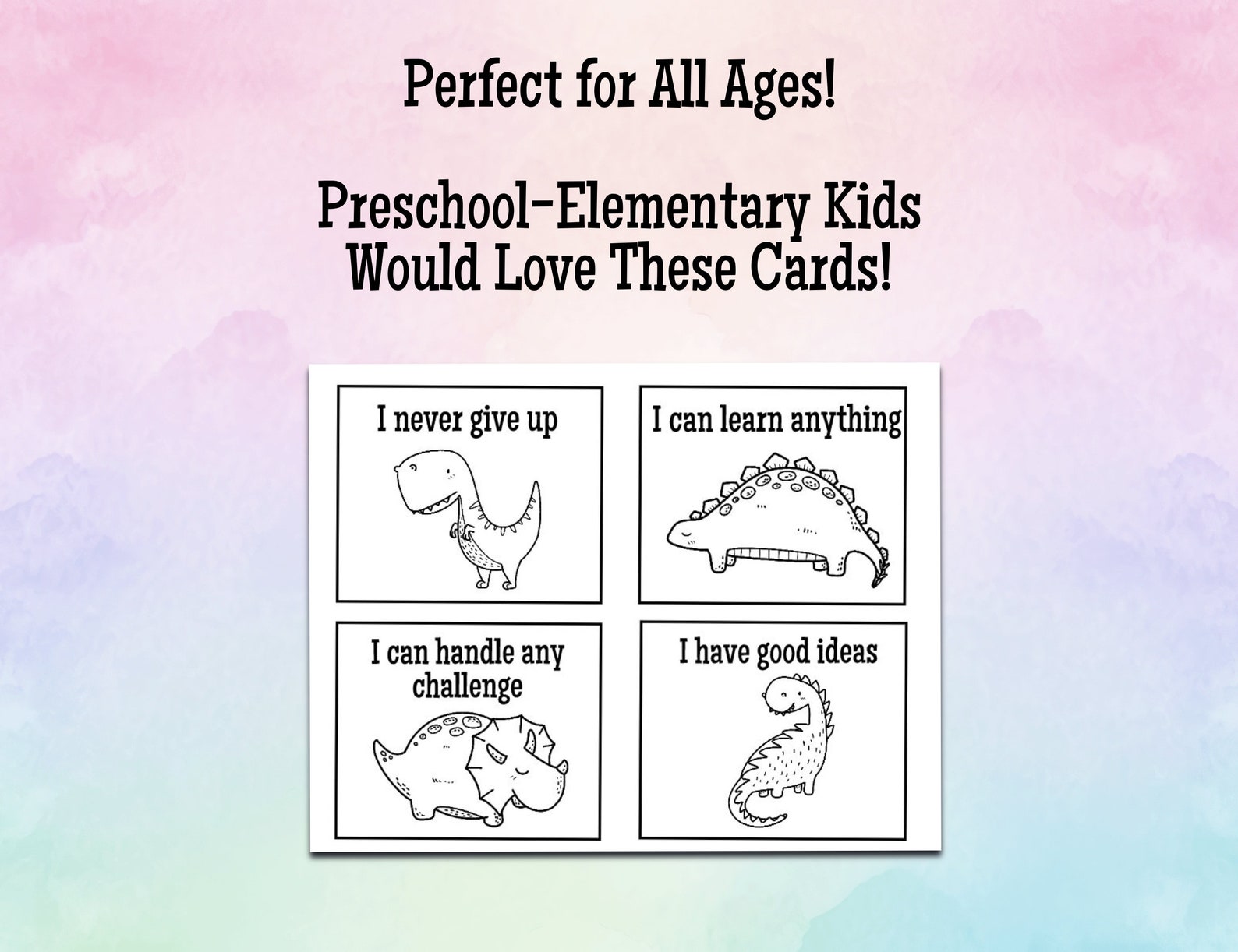 Coloring Affirmation Cards Printable Dinosaur Coloring Pages for Kids ...