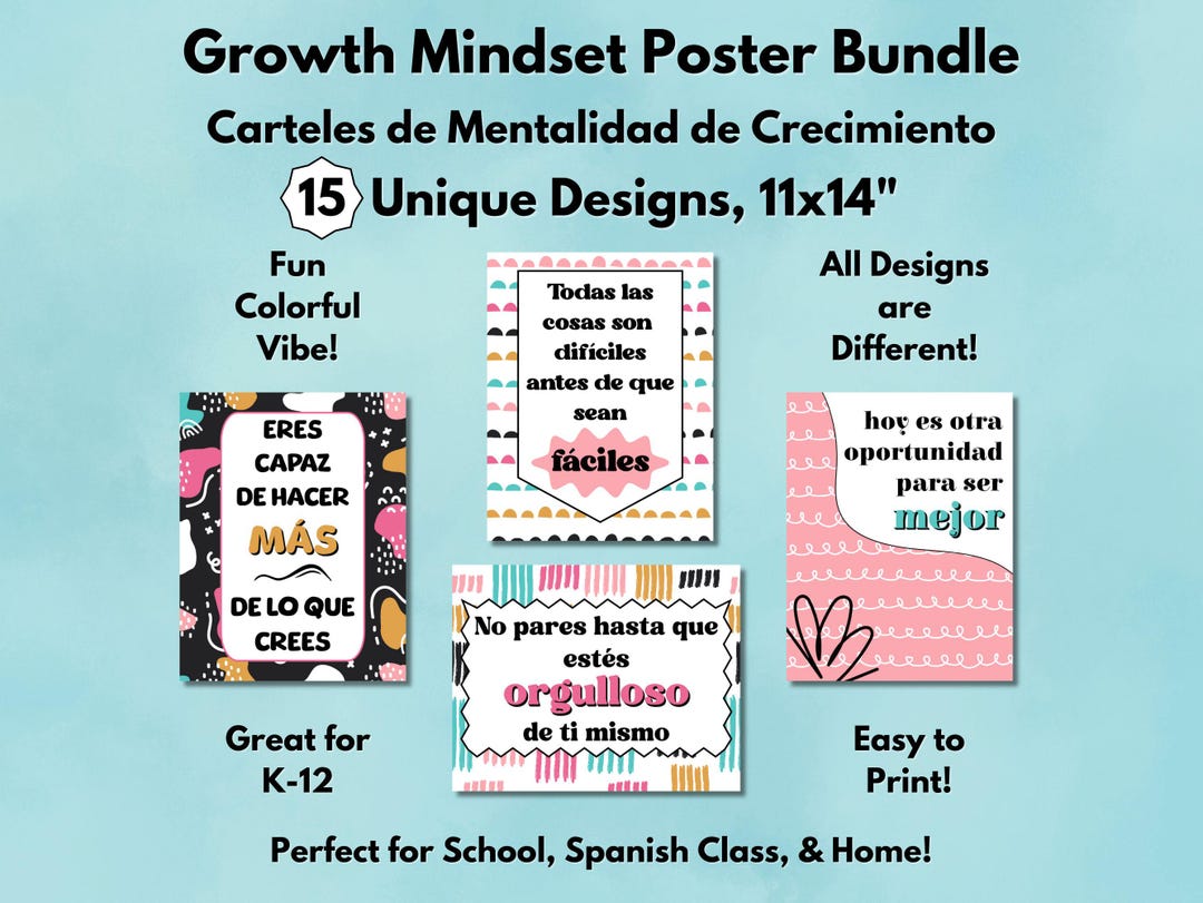 Spanish Growth Mindset Poster Spanish Class Motivational Decor School ...