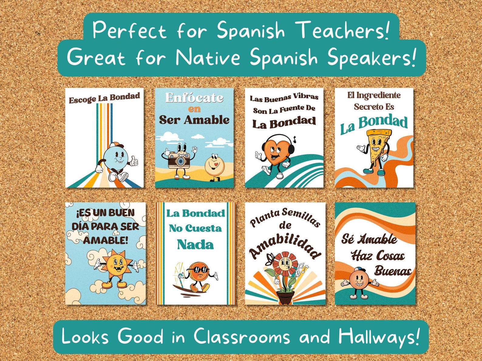 Spanish Kindness Poster Retro Spanish Classroom Motivational Decor ...