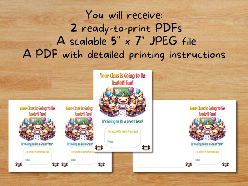 Axolotl Back to School Teacher Card Printable Funny Teacher ...