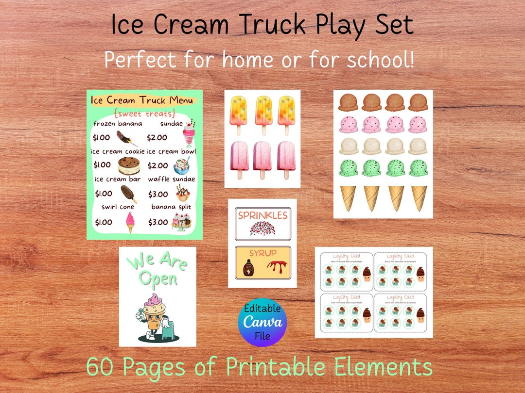 Dramatic Play Ice Cream Shop Printable, Pretend Play Printables ...