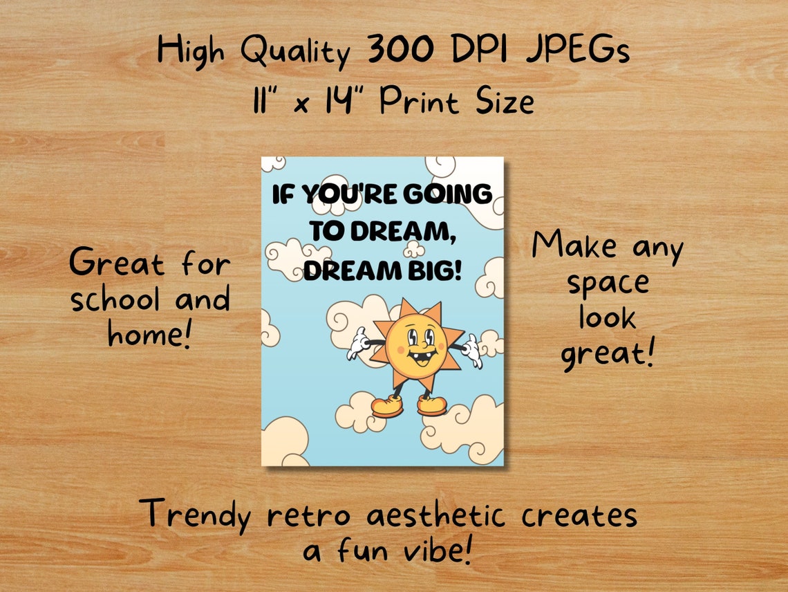 Retro Growth Mindset Poster Groovy Motivational Classroom Decor Retro ...