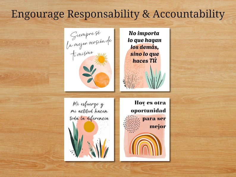 Spanish Growth Mindset Positive Affirmation Cards Spanish Class Boho ...