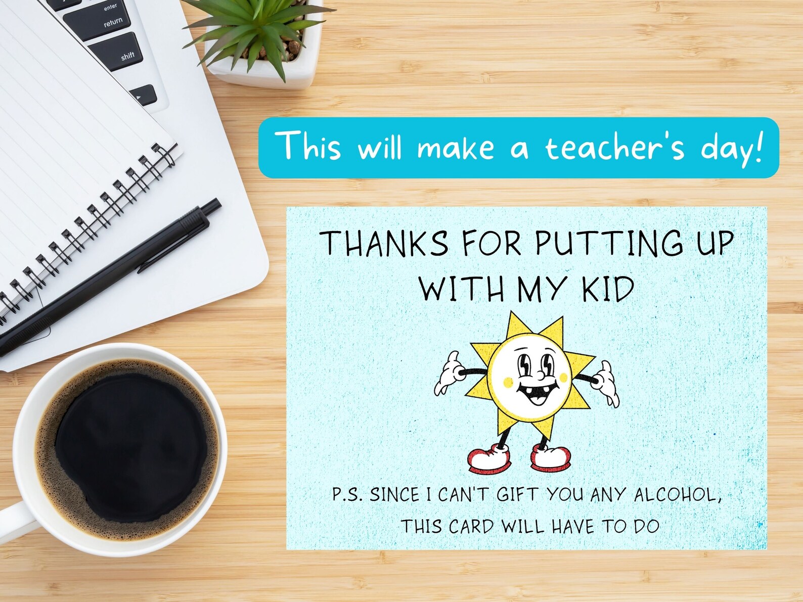 Funny Teacher Appreciation Card, Printable Teacher Thank You Card ...