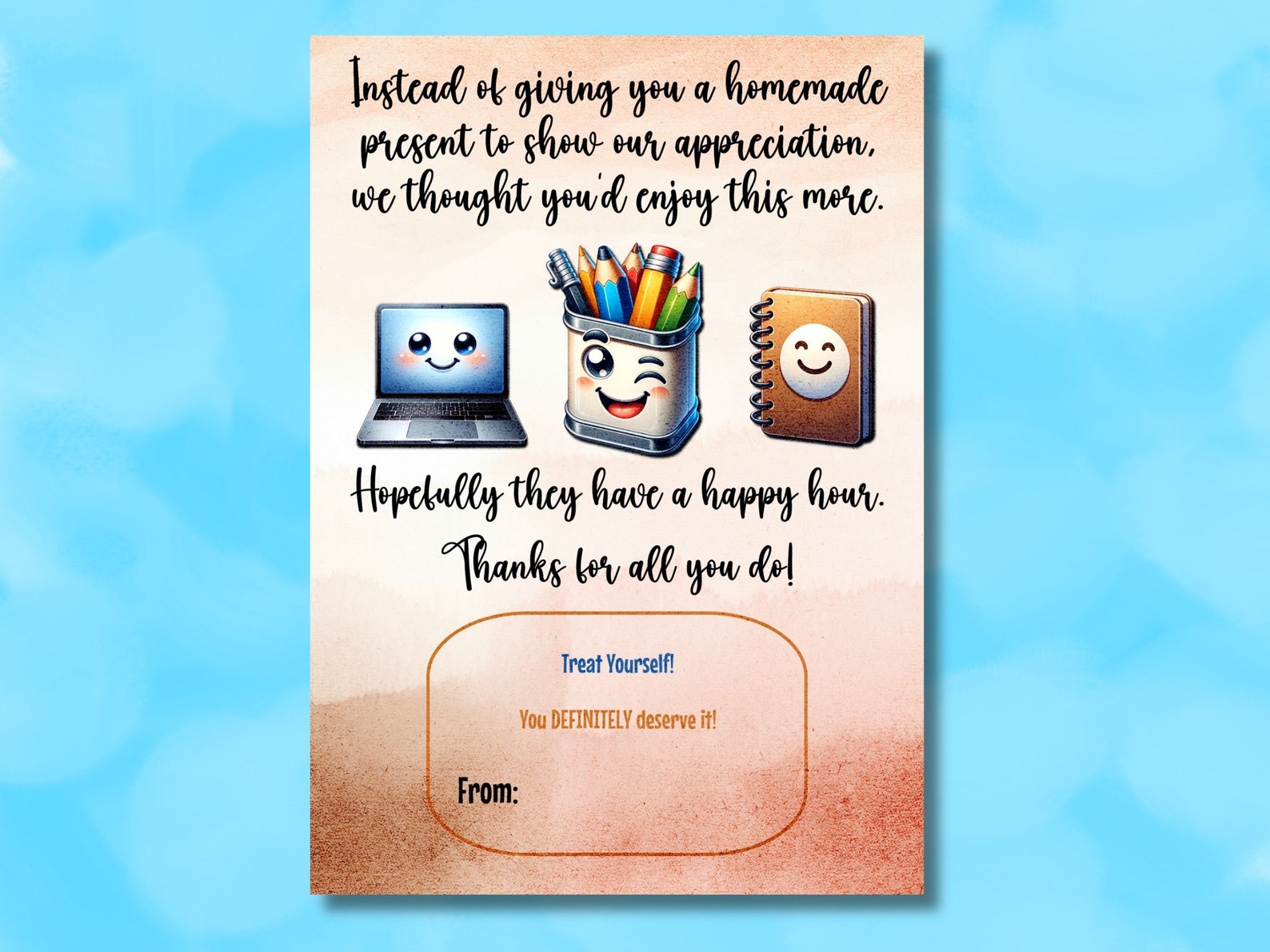 Sarcastic Teacher Card Printable Funny Teacher Thank You Sarcastic ...