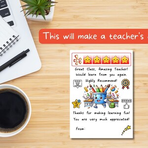 Funny Teacher Thank You Card Printable Teacher Appreciation Card Five ...