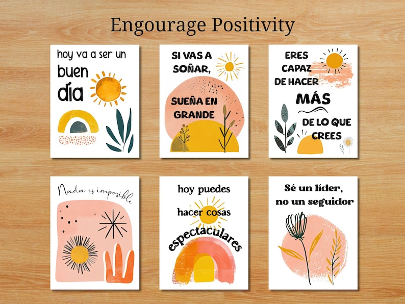 Spanish Growth Mindset Positive Affirmation Cards Spanish Class Boho ...
