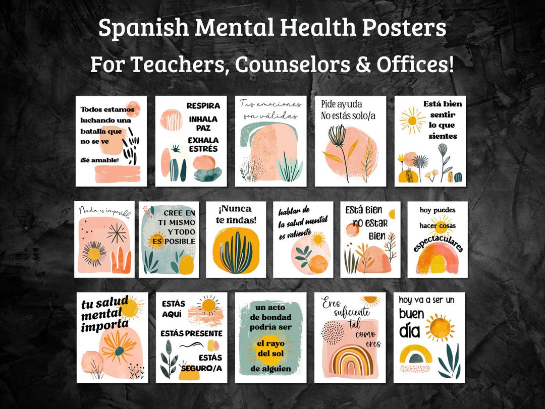 Spanish Mental Health Poster Print Spanish Class Growth Mindset Decor ...