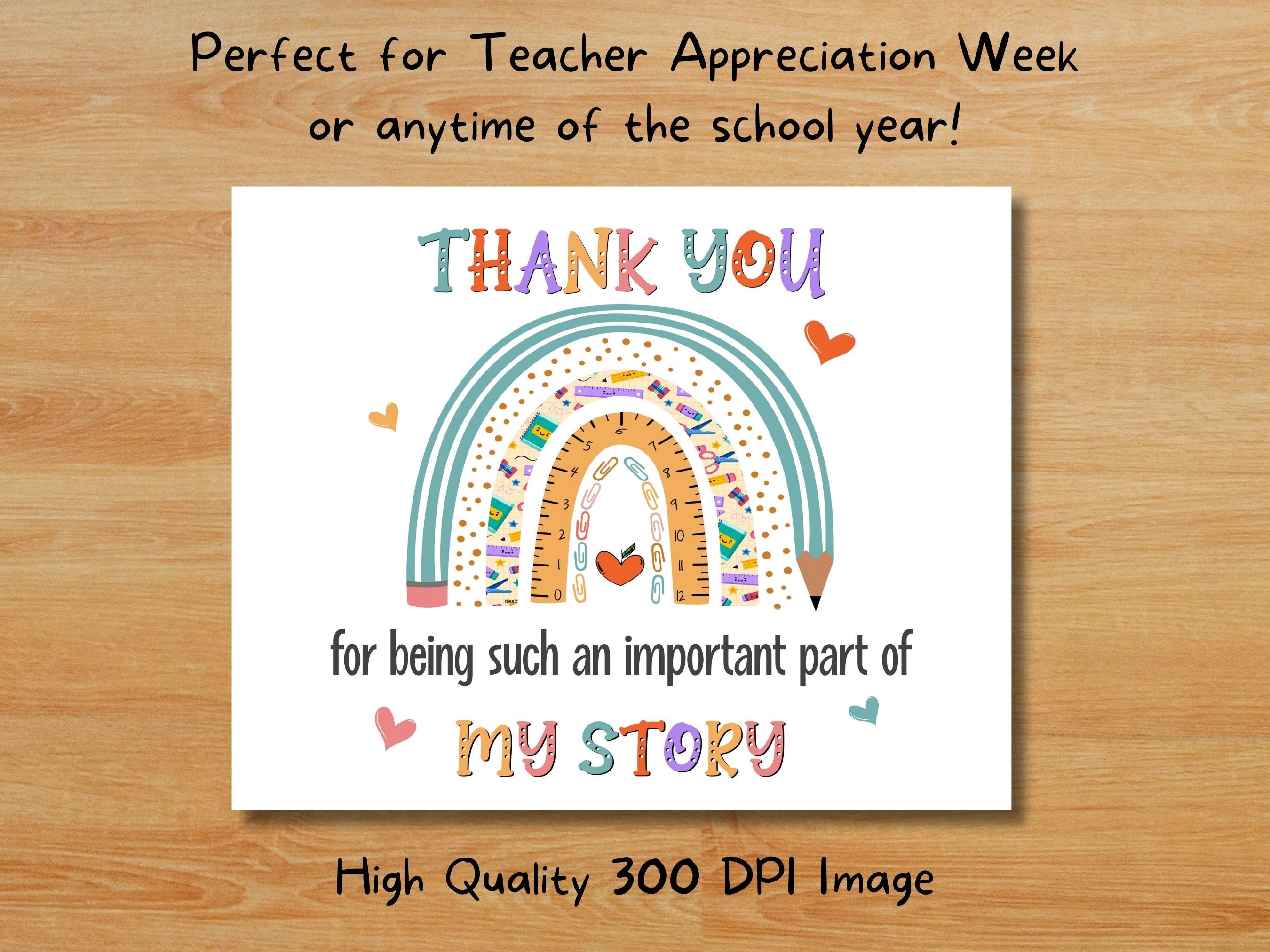 Thank You Card Teacher, Printable Teacher Appreciation Week Card ...