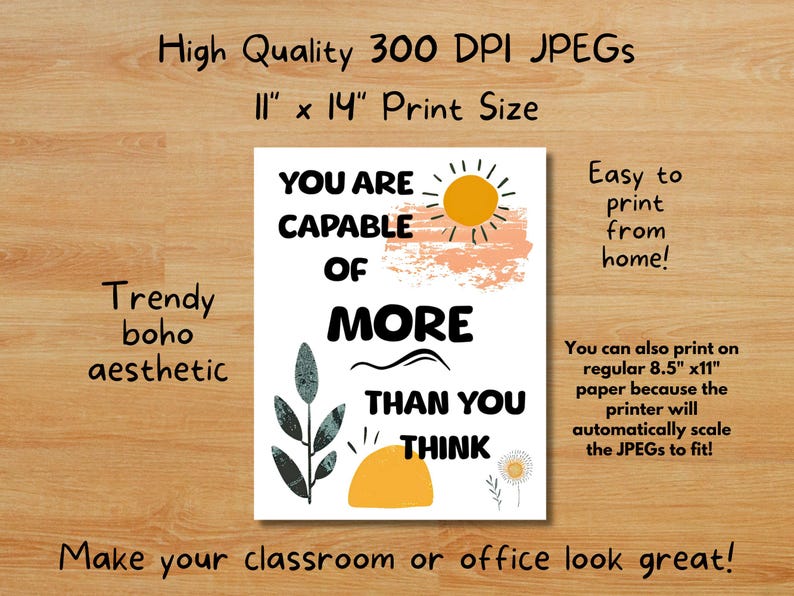 High School Boho Growth Mindset Poster Classroom Motivational Decor ...