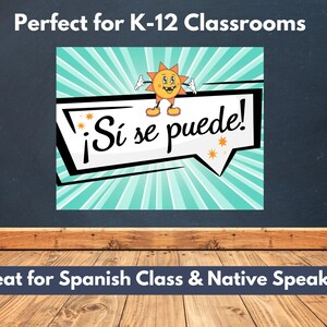Retro Spanish Growth Mindset Poster Si Se Puede Spanish Class ...