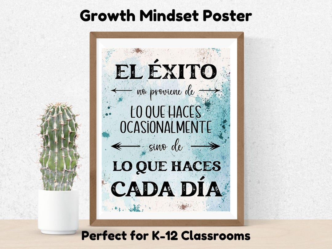 Spanish Growth Mindset Poster: Watercolor Classroom Decor - Etsy