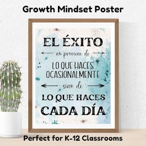 Spanish Growth Mindset Poster: Watercolor Classroom Decor - Etsy
