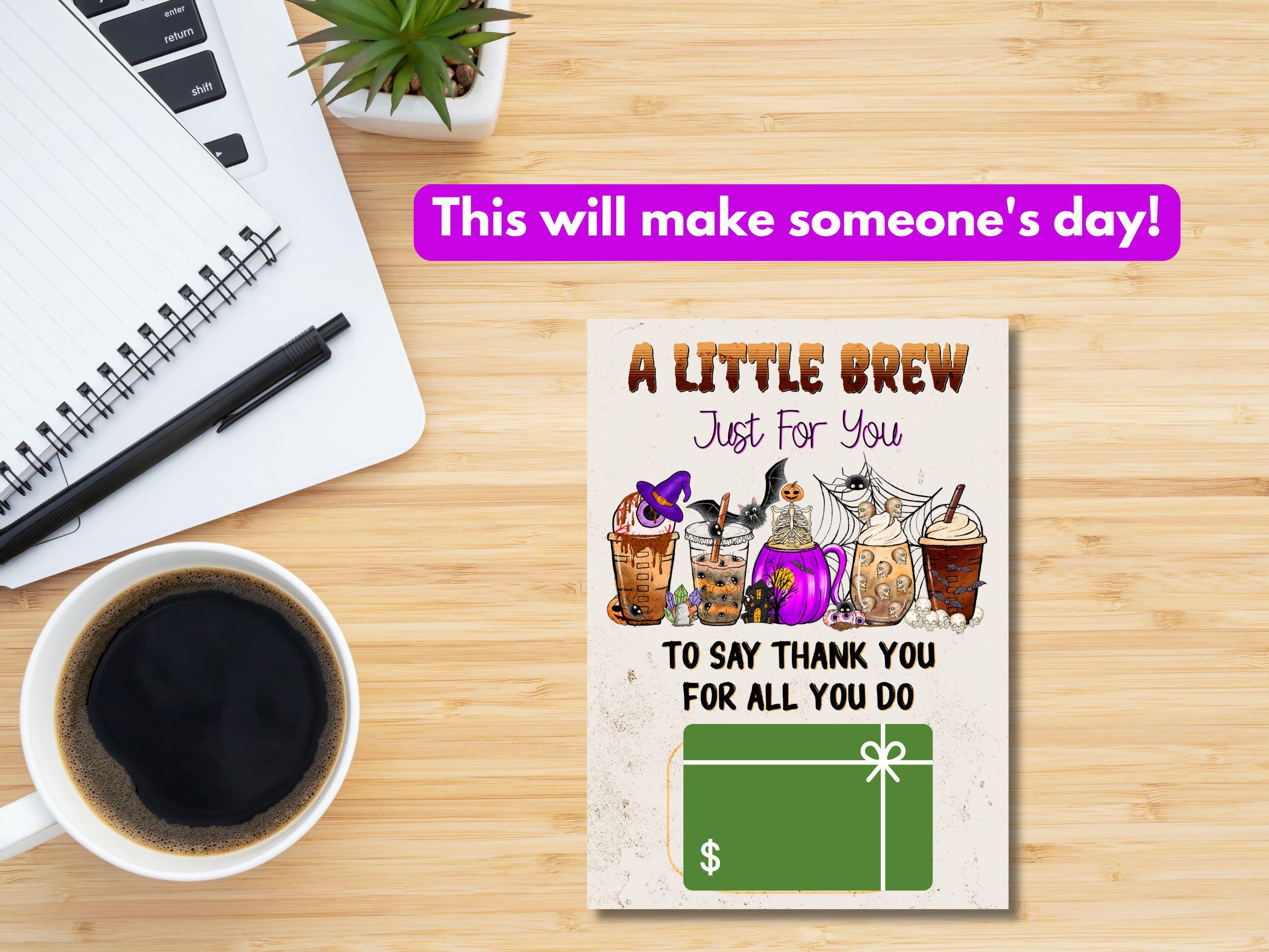 Funny Halloween Coffee Thank You Card: Printable Gift Card for Teachers ...