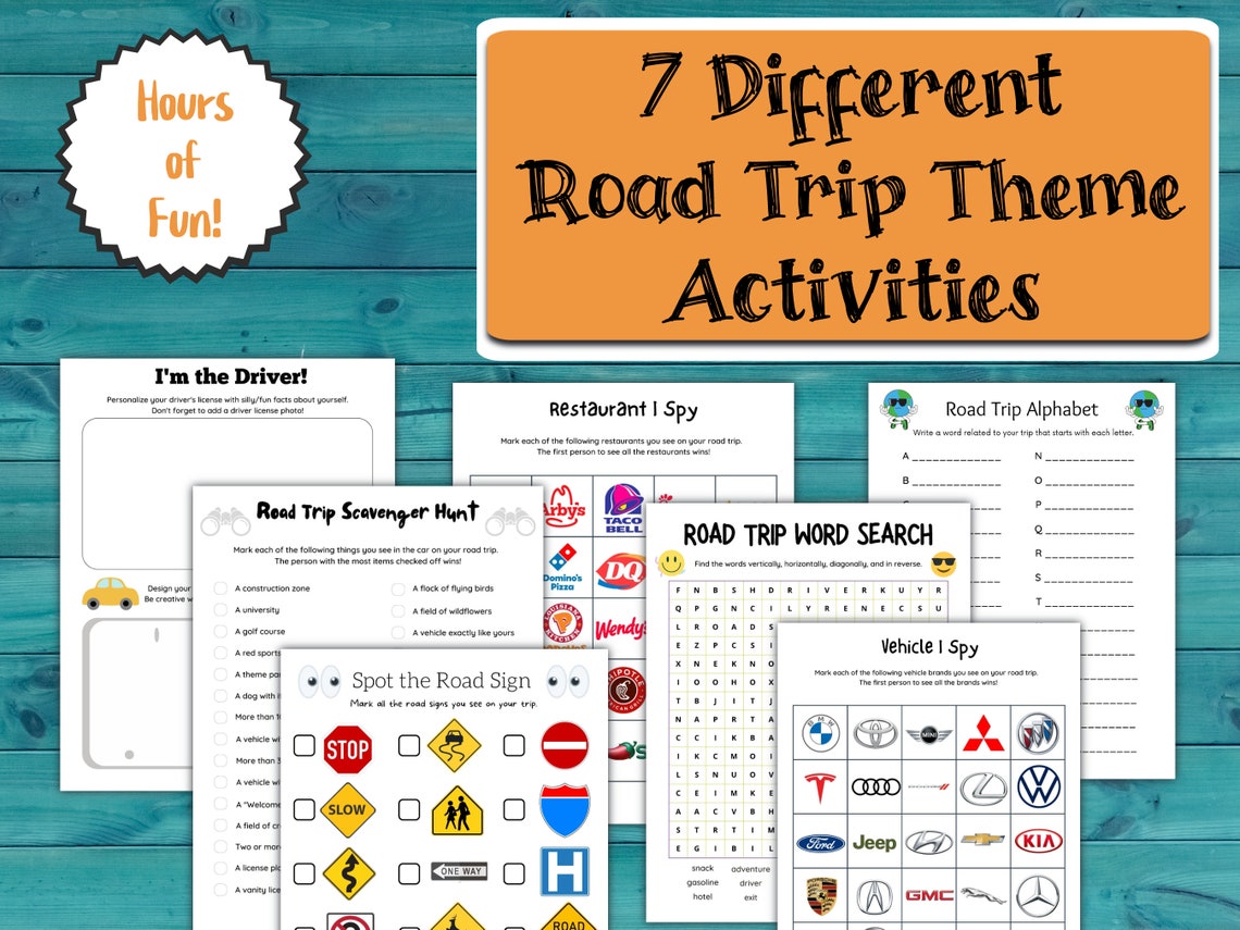 Road Trip Games Printable Travel Activity Pack, Road Trip Activity Book ...