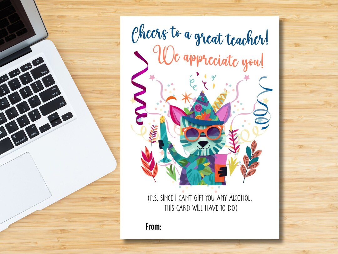 Funny Teacher Appreciation Card Printable, Teacher Thank You Card ...
